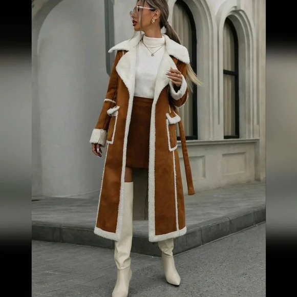 Jackets & Coats | Womens Winter Warm Sherpa Lined Suede Longline Coat Ladies Winter | Poshmark